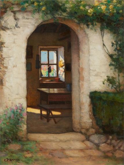 Perron Charles | Charles Clément Perron (1893-1958) View of a living ...