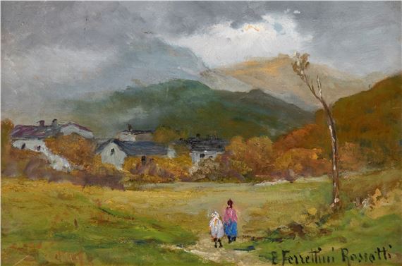 Emilia Rossotti | Countryside view with characters | MutualArt