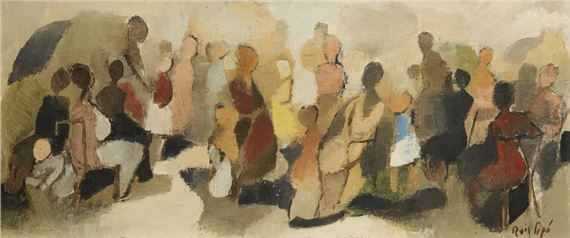 Manolo Ruiz Pipo | Crowd in Paris Oil (1961) | MutualArt