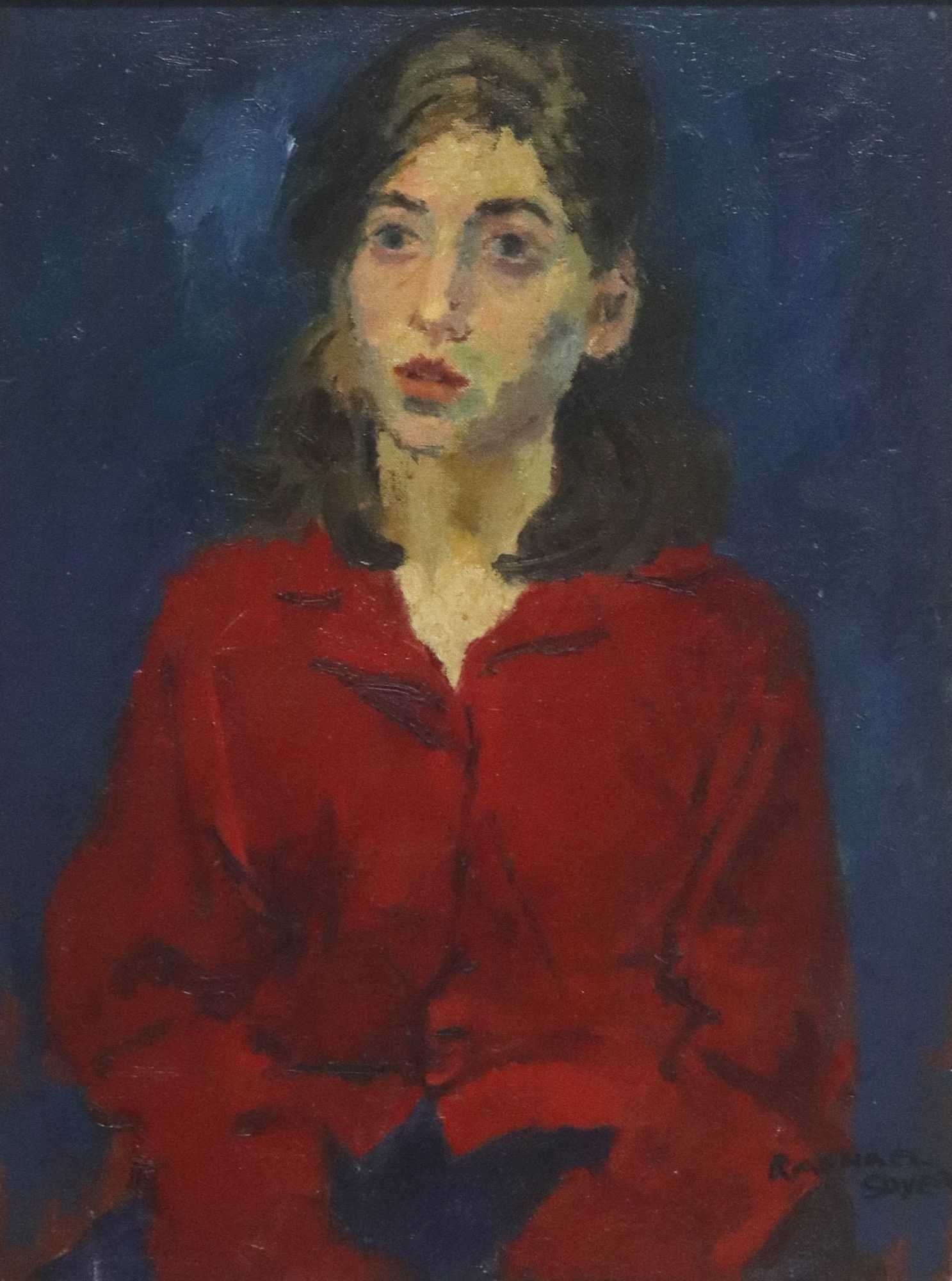 Soyer Raphael | RAPHAEL SOYER (1899-1987) PAINTING PORTRAIT OF A WOMAN ...