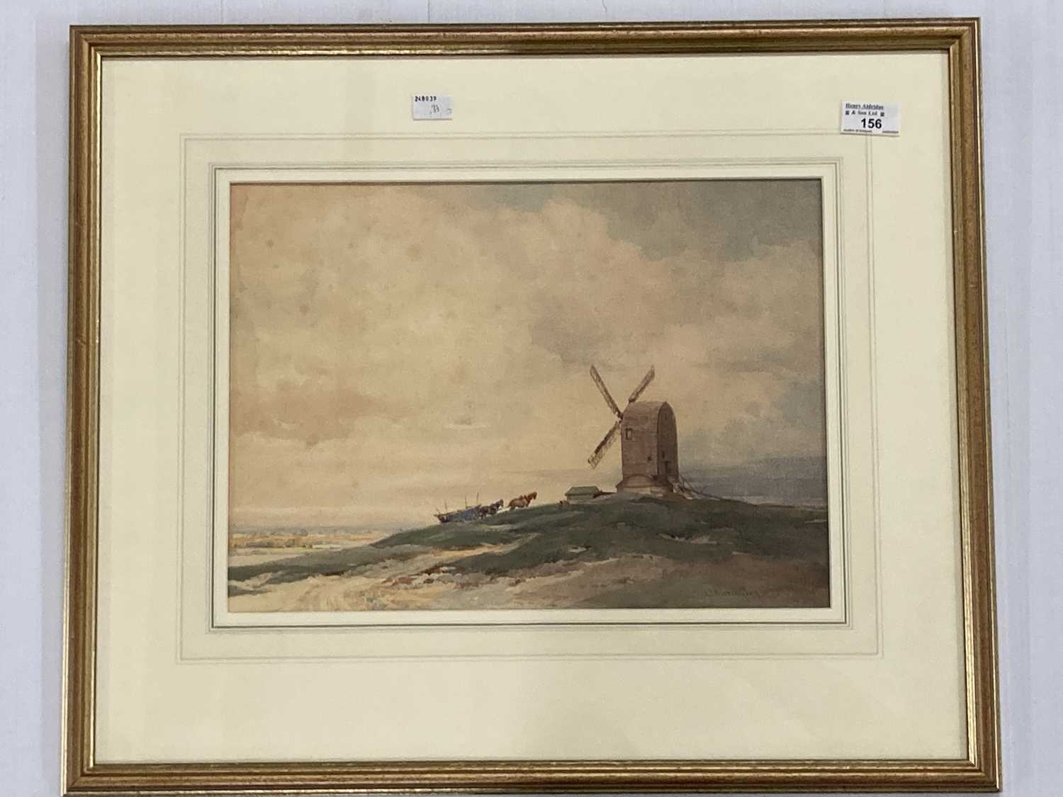 Charles Harrington | Watercolour, windmill and cart landscape | MutualArt