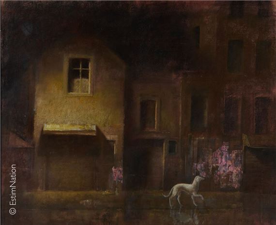 Igor Bitman | Nocturne des faubourgs Pastel and paper cut-outs on paper ...