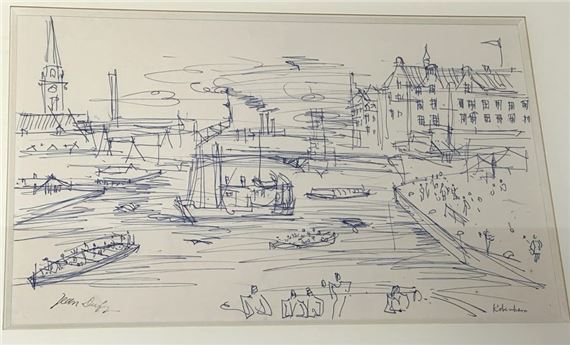 Jean Dufy | Jean DUFY (1888-1964) Landscape in the harbor Blue... - Lot ...