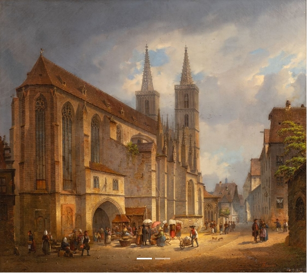 Friedrich Eibner | Market next to a Church | MutualArt