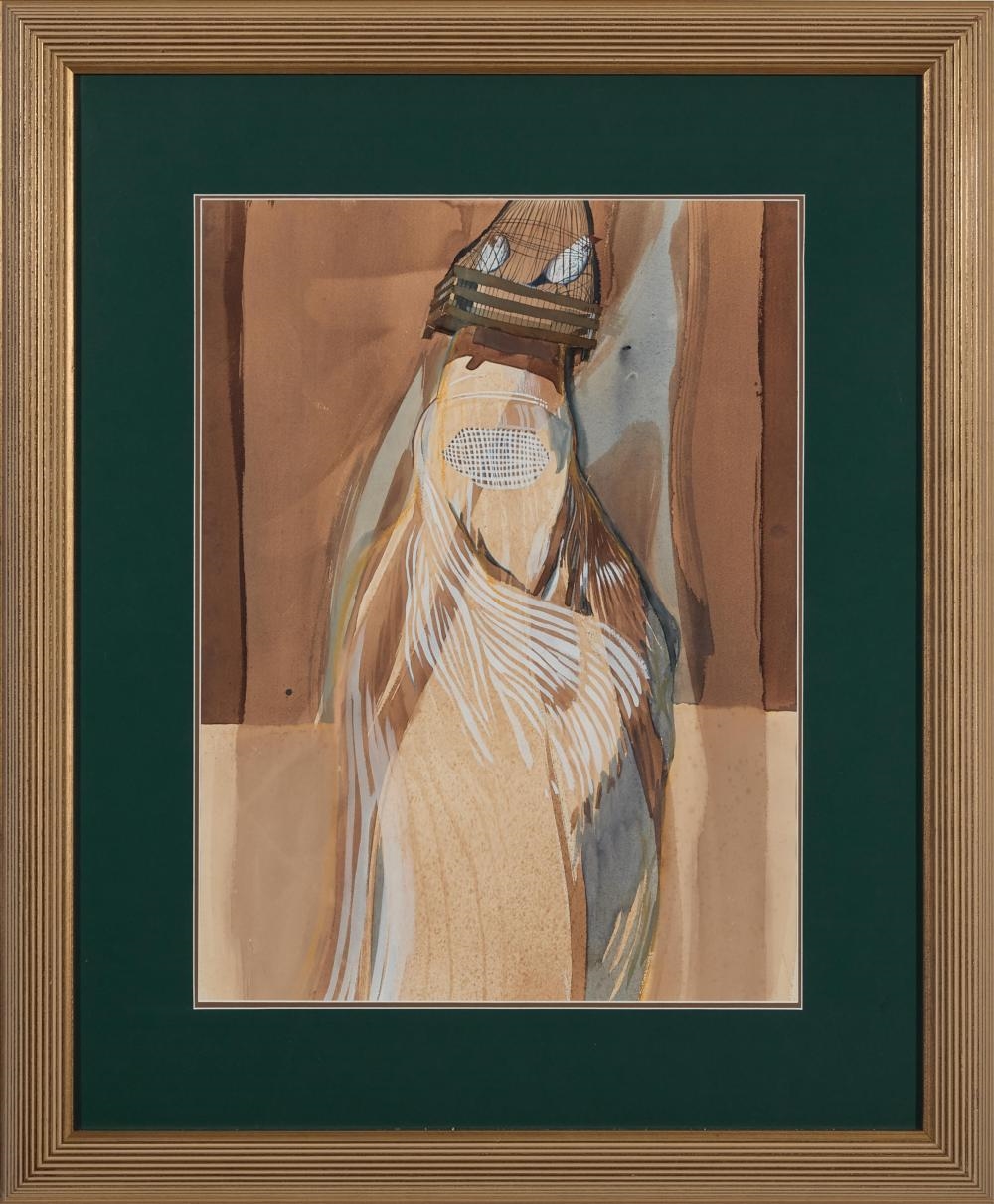 Ben Joel | Woman in full Burka with Caged Birds (1979) | MutualArt