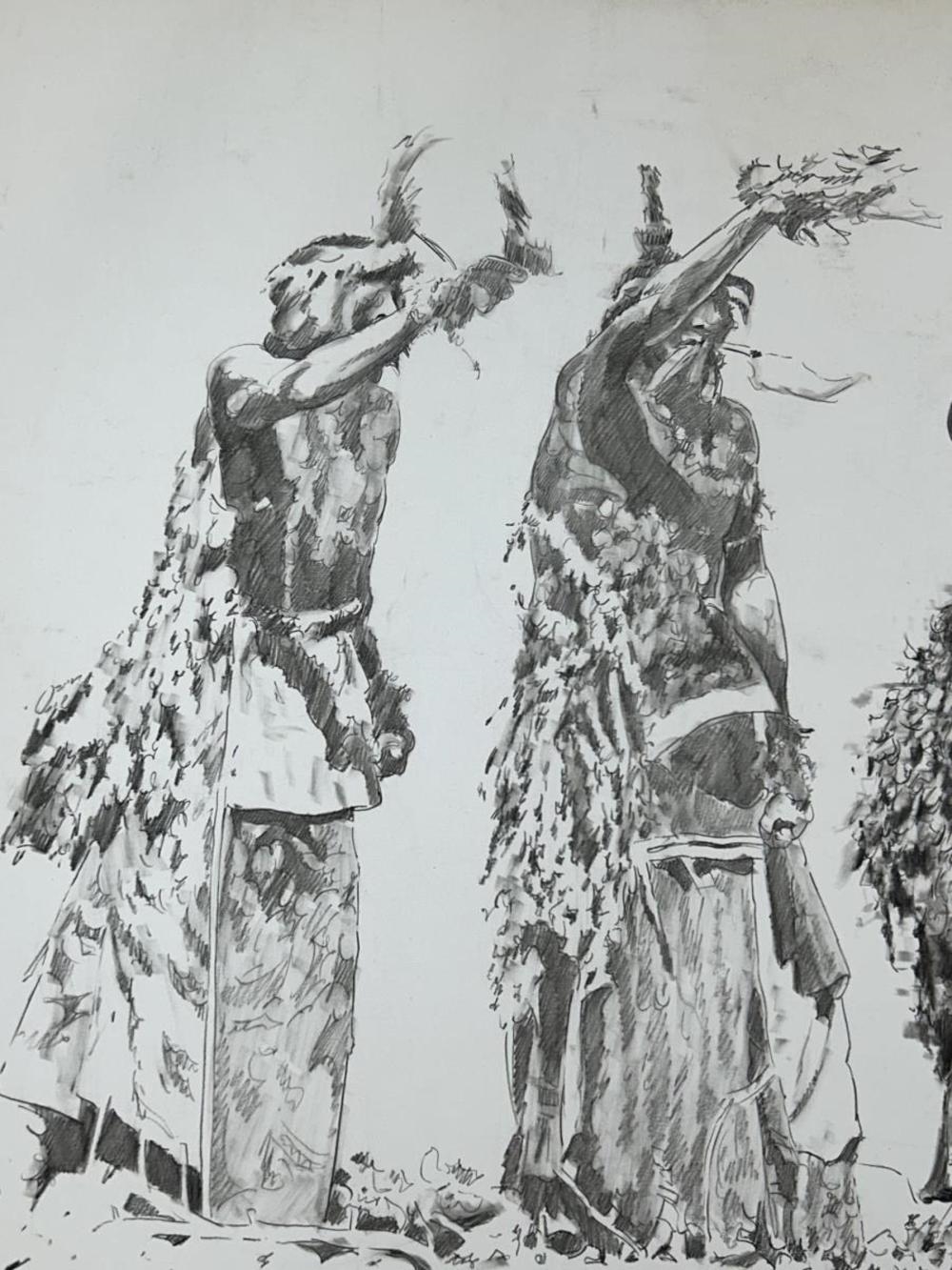 Thomas E. Mails | Thomas E. Mails Native American Charcoal Drawing ...