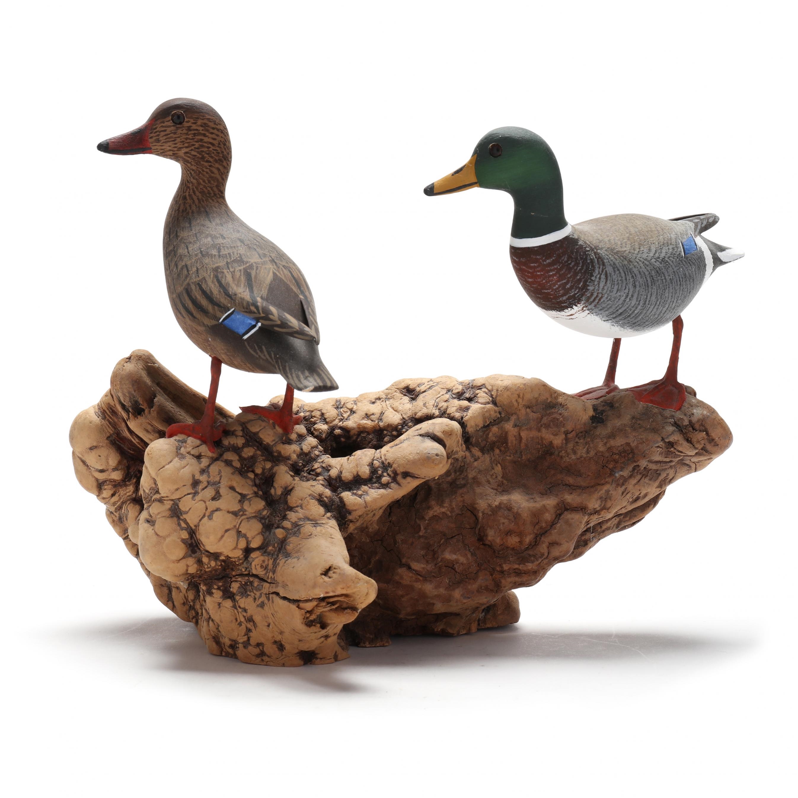 John And Patty Waterfield | Miniature Mallard Pair on Wooden Base ...