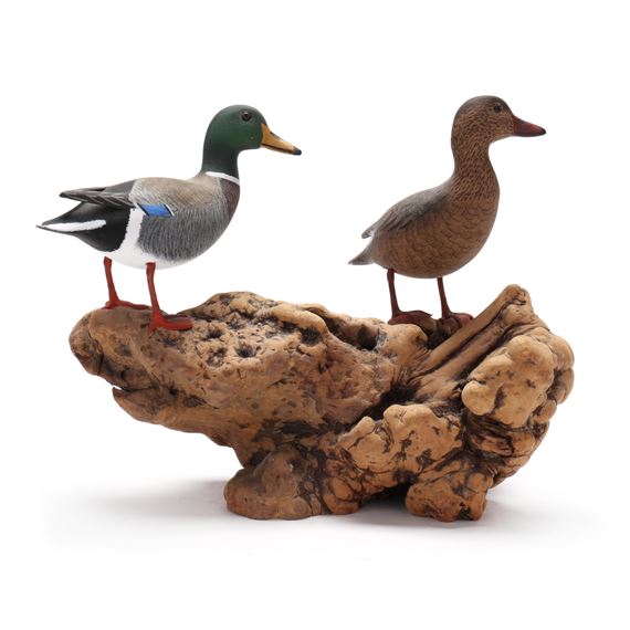 John And Patty Waterfield | Miniature Mallard Pair on Wooden Base ...
