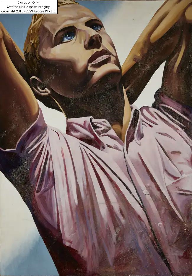 Andrew Heard | Portrait of a young man in a pink shirt (1981) | MutualArt