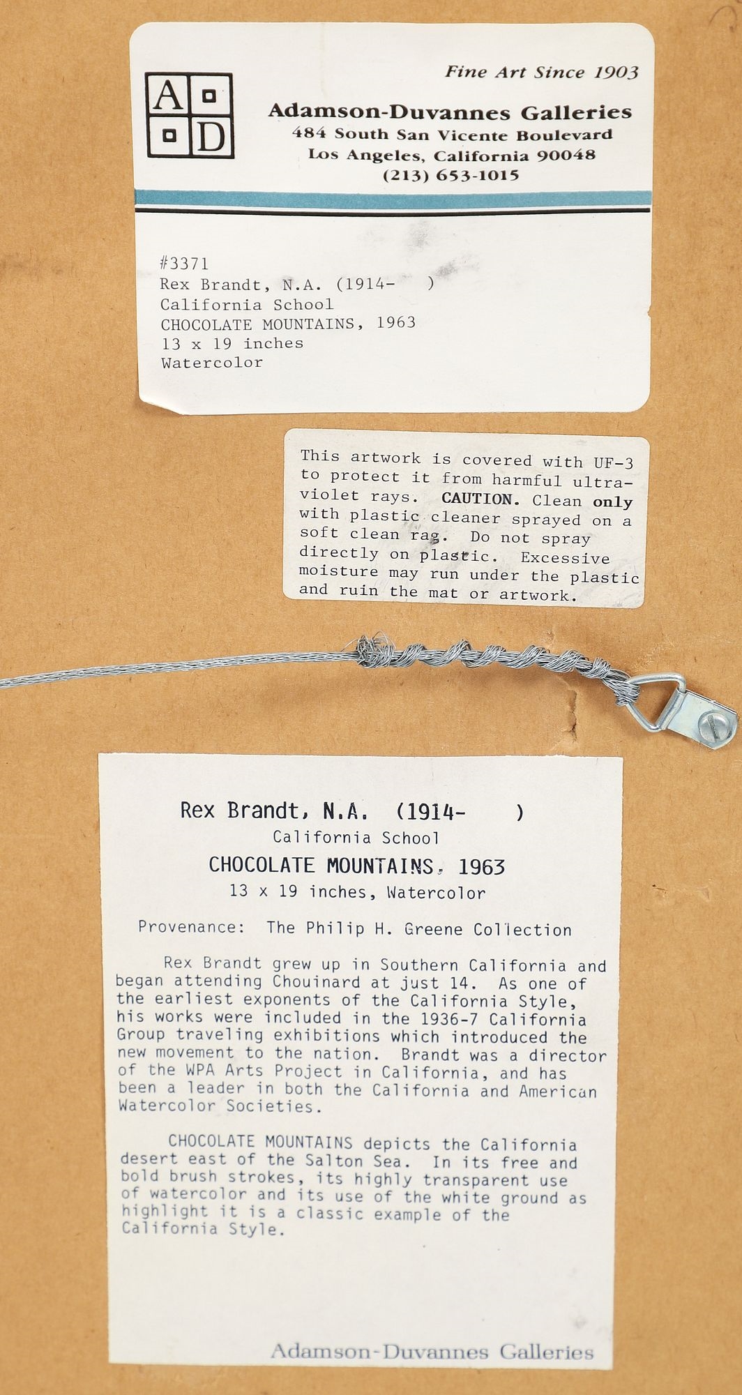 Rex Brandt | Rex Brandt Watercolor Chocolate Mountains 1963 (1963 ...