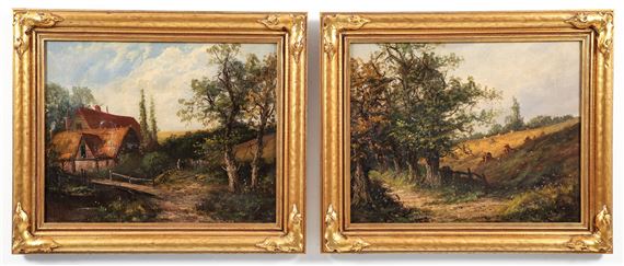John B. Smith | Pair of English Landscapes Oil on Canvas 1900 (Circa ...