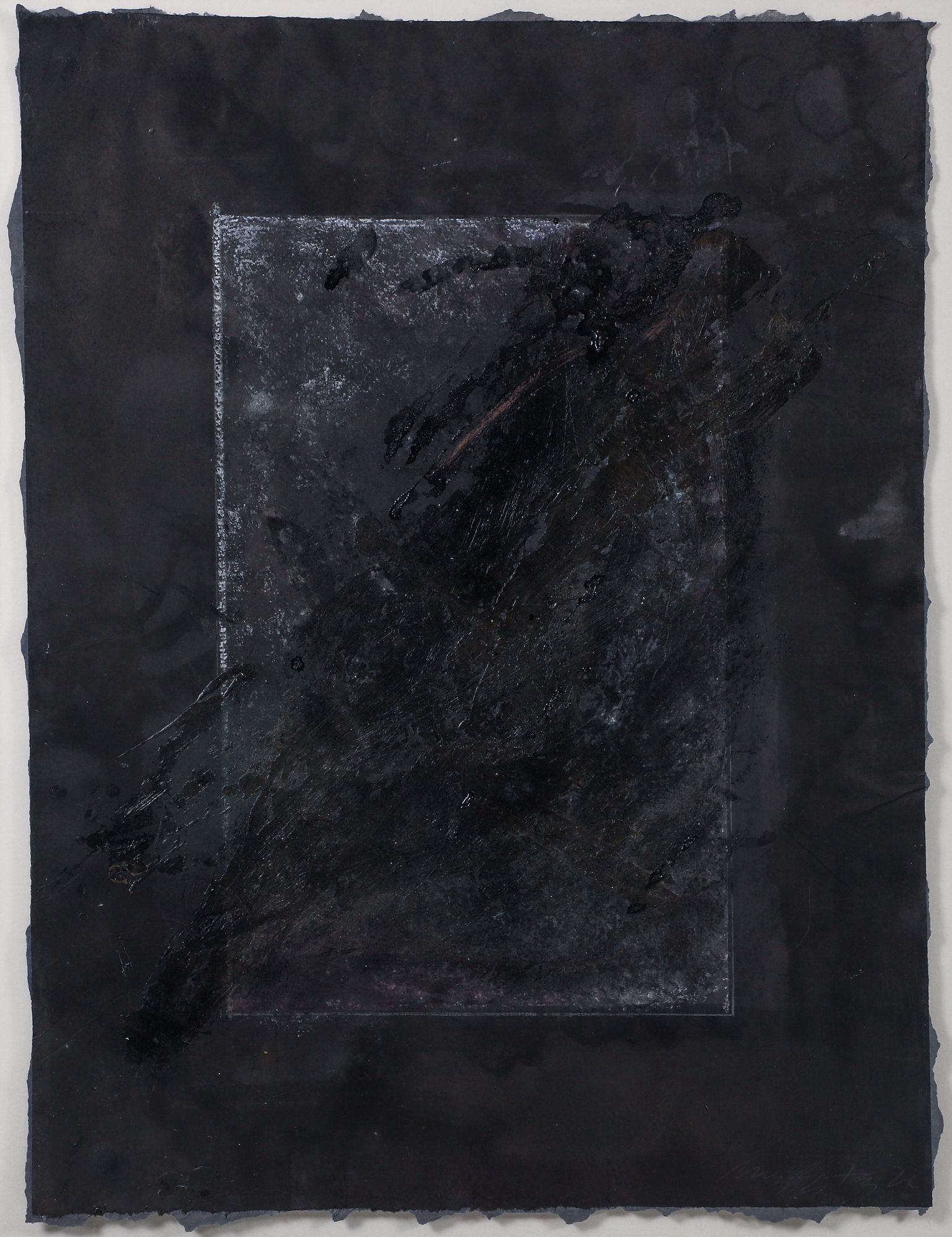 Ming Fay | 2 framed Ming G. Fay Drawings on handmade black dyed paper ...