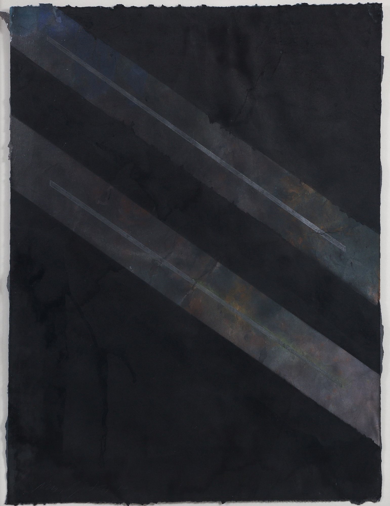 Ming Fay | 2 framed Ming G. Fay Drawings on handmade black dyed paper ...