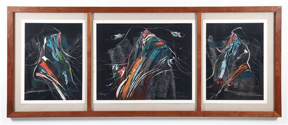 Frank Howell | Frank Howell Monotype Triptych Rainbow I, II, III C ...