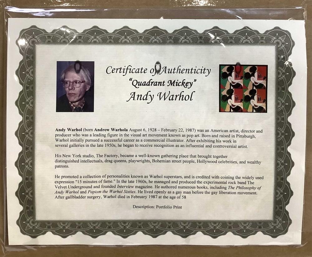 Andy Warhol | Andy Warhol “Quadrant Mickey” Print On Paper | MutualArt