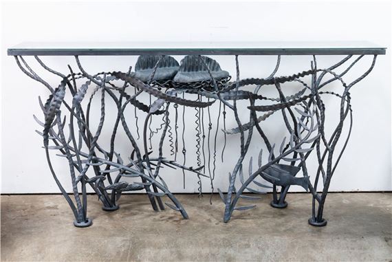 Ivan Bailey | Ivan Bailey Iron Aquatic Sculptural Console Table | MutualArt