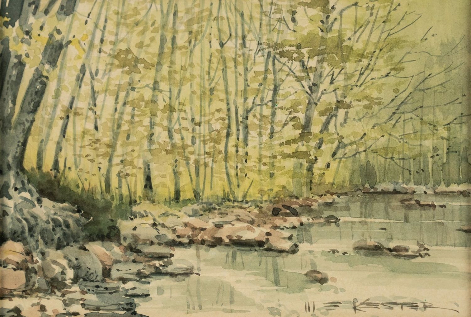 Mel Kester | Mel Kester Landscape Watercolor on Board Painting | MutualArt