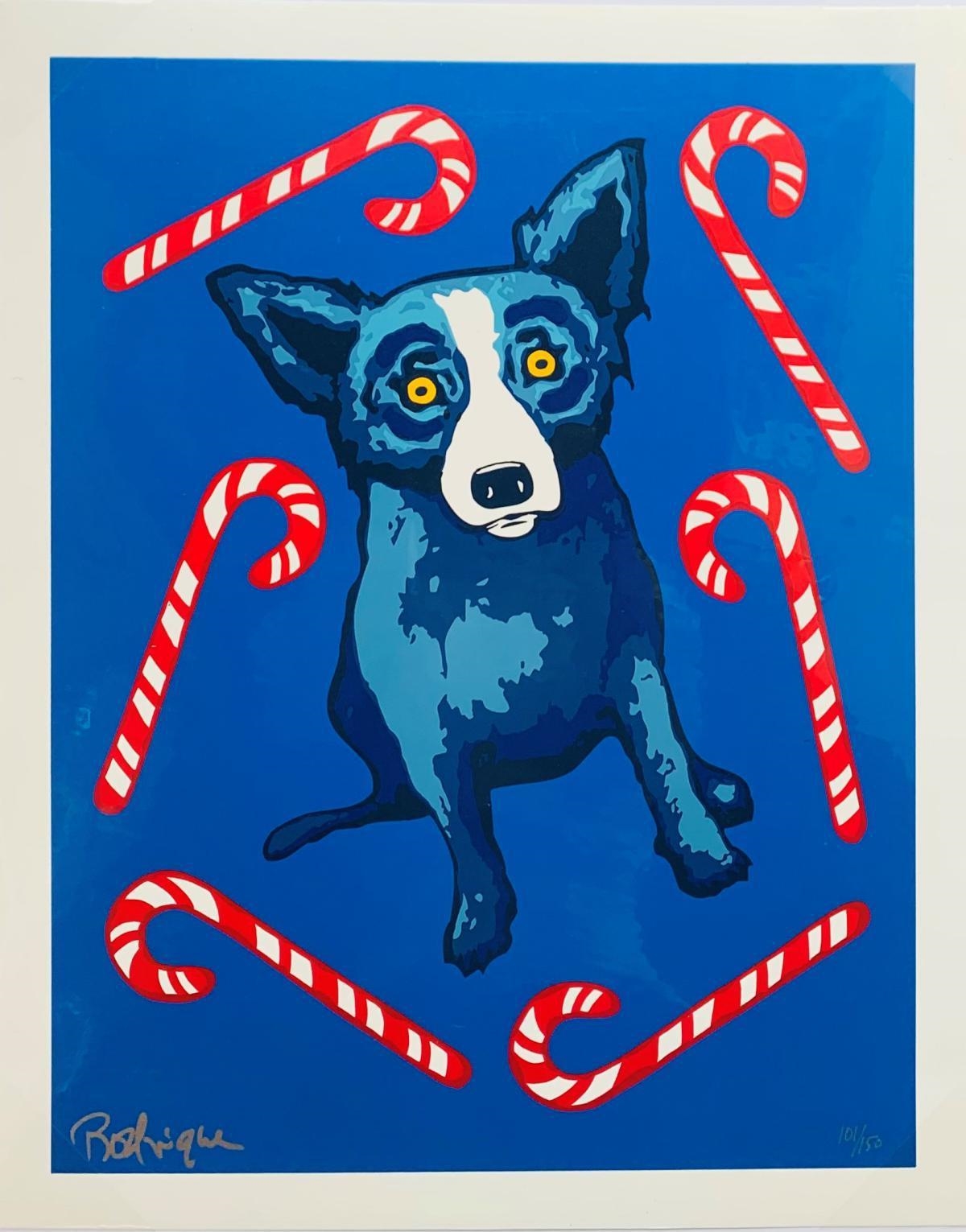 George Rodrigue | Blue Dog; Red Suit | MutualArt