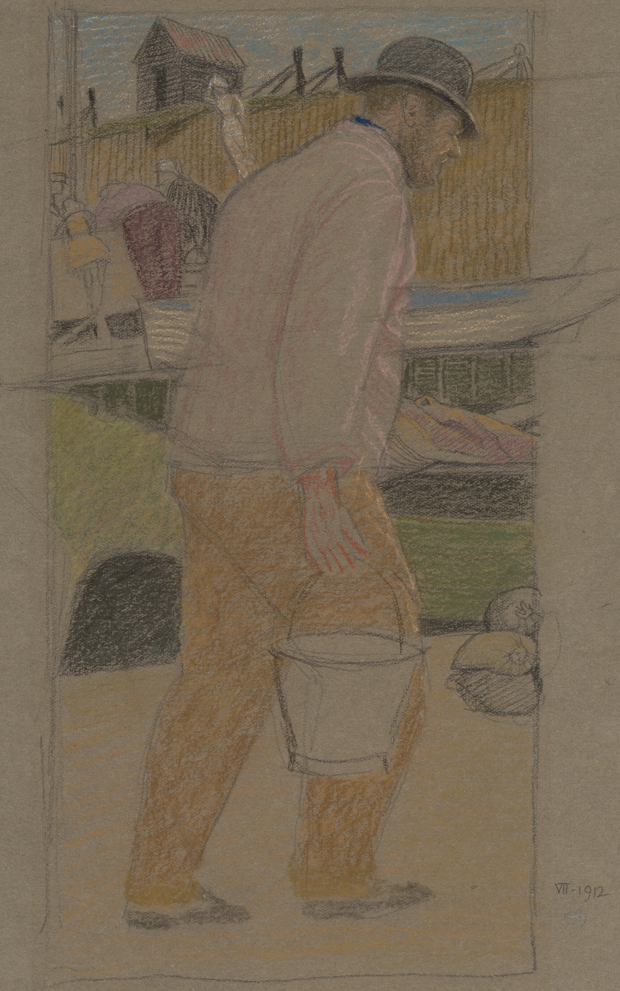 Joseph Edward Southall | Fisherman with a bucket, Southwold (1912 ...