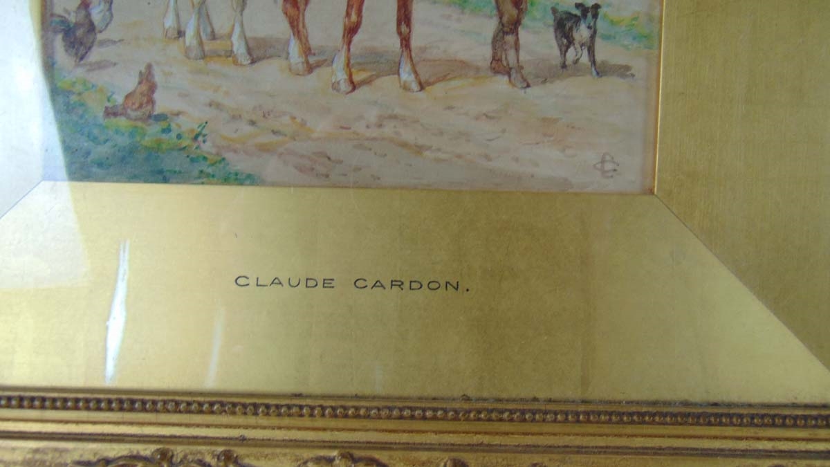 Claude Cardon | rural scenes of figures leading horses on a country ...