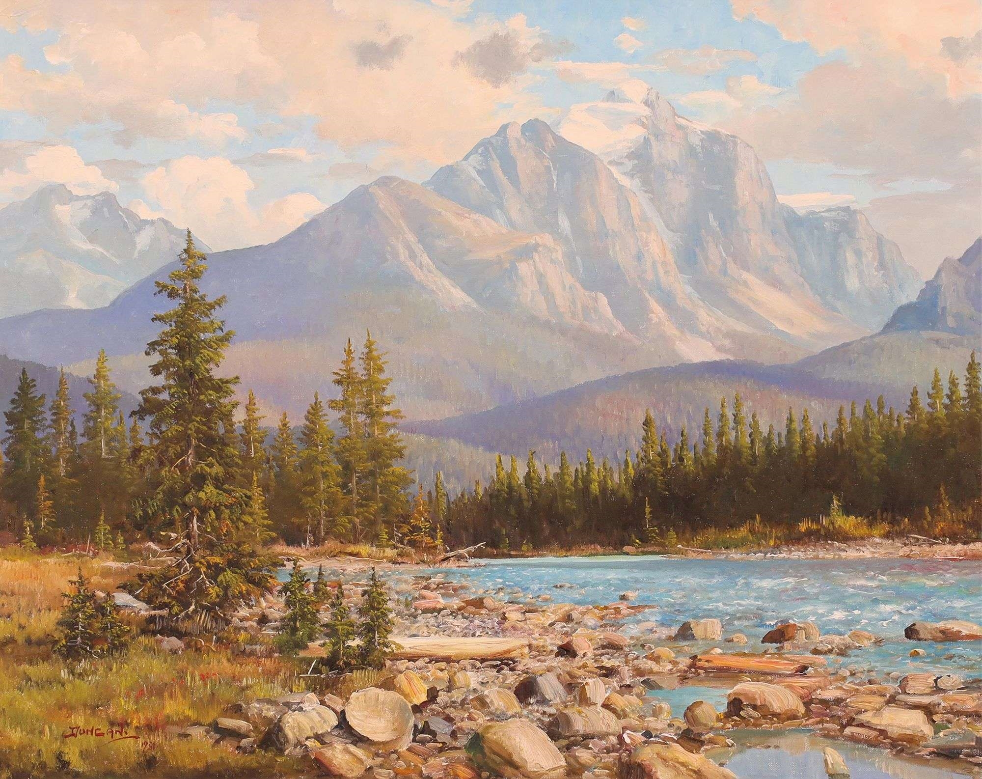 Duncan Mackinnon Crockford | MT. TEMPLE AND THE BOW RIVER, WEST OF ...