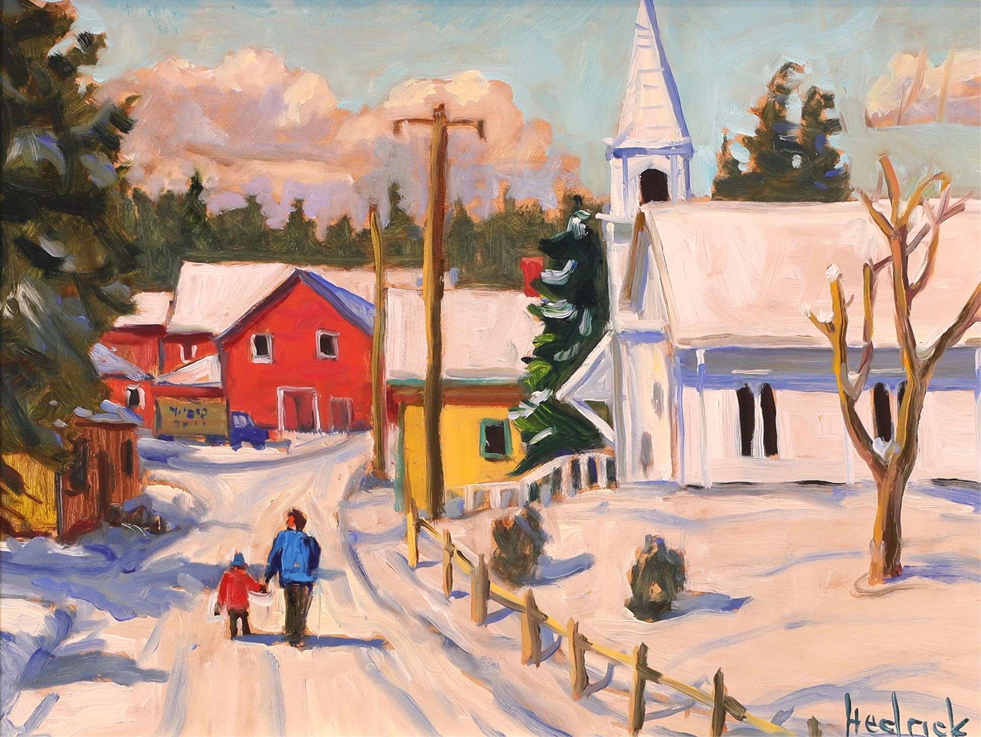 Ron Hedrick | VILLAGE SCENE IN WINTER | MutualArt