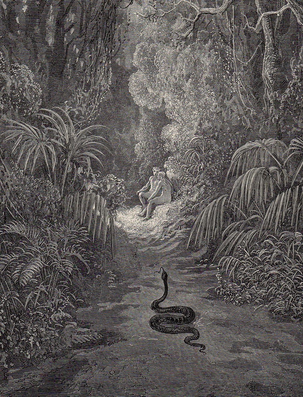 Gustave Doré | Adam & Eve with the Snake (Milton's Paradise Lost) (1880 ...