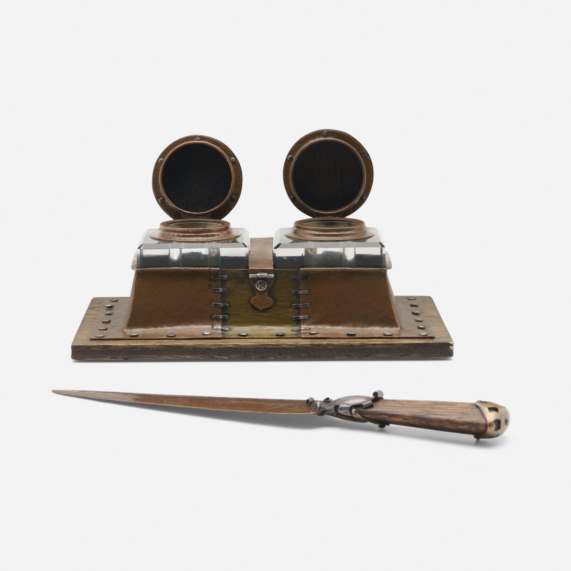 Joseph Heinrichs | Double inkwell stand with letter opener (Circa 1910 ...