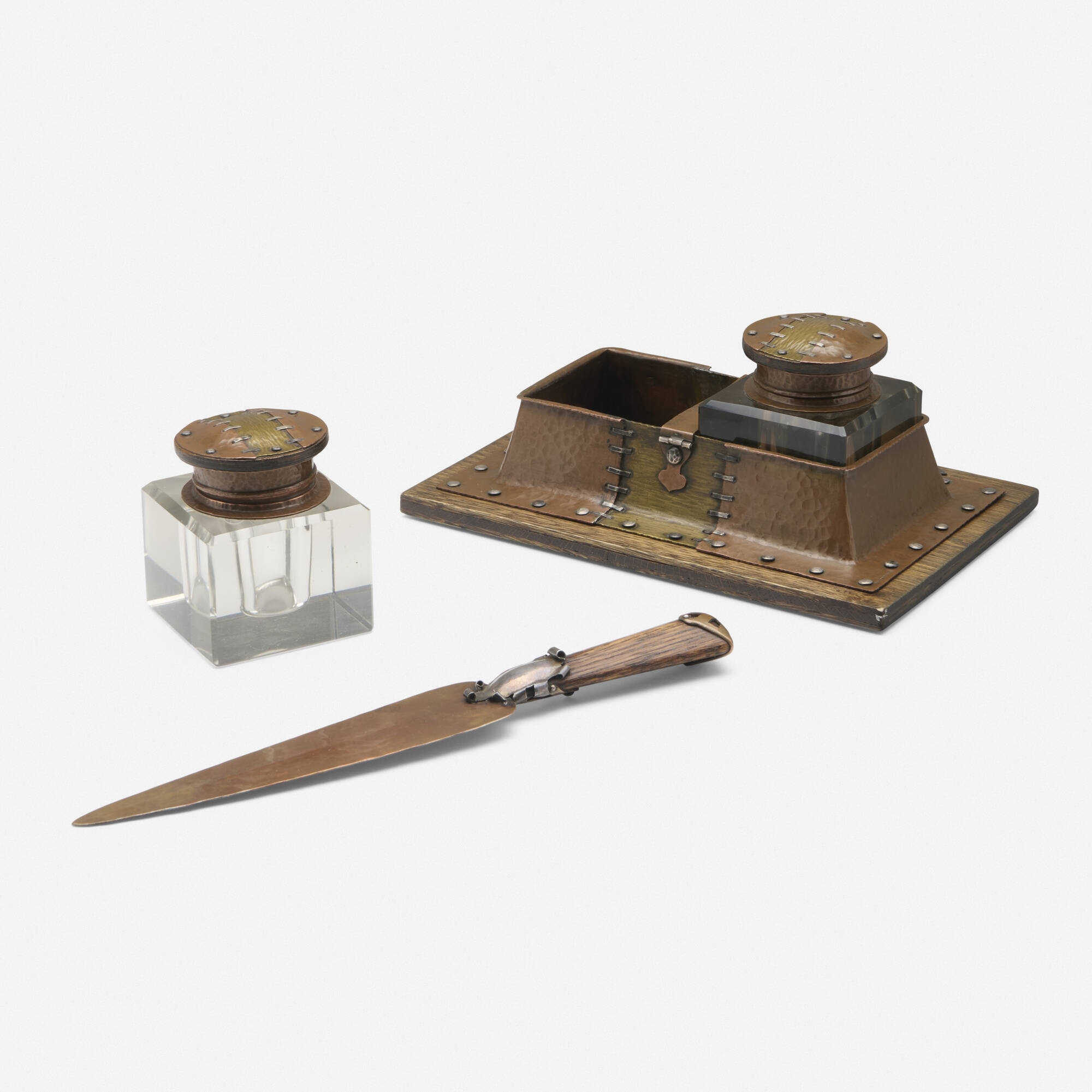 Joseph Heinrichs | Double inkwell stand with letter opener (Circa 1910 ...