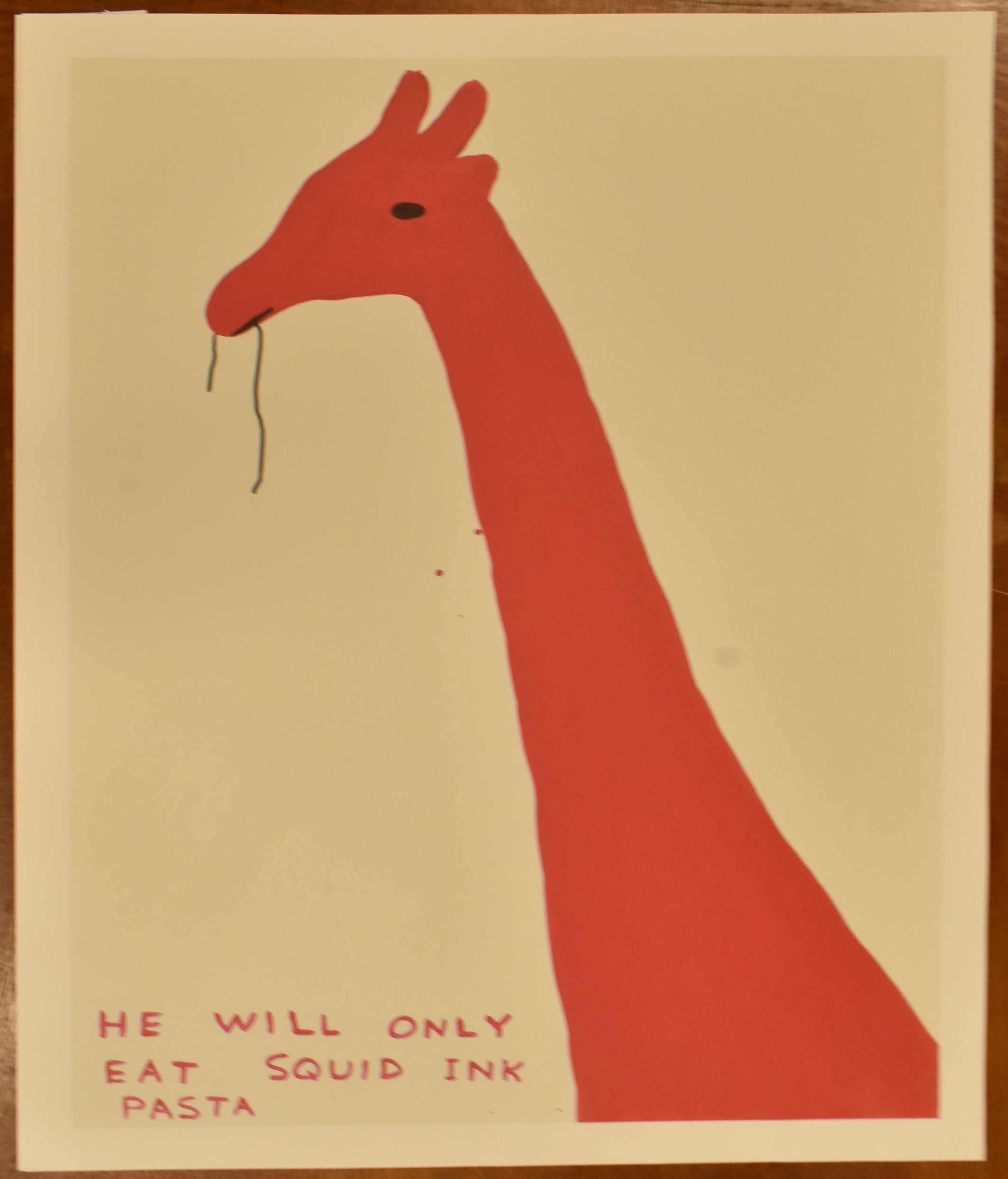 David Shrigley | HE WILL ONLY EAT SQUID INK PASTA POSTER | MutualArt