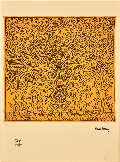 Keith Haring | KEITH HARING - THE RED CROSS - COLOUR PRINT ON PAPER ...