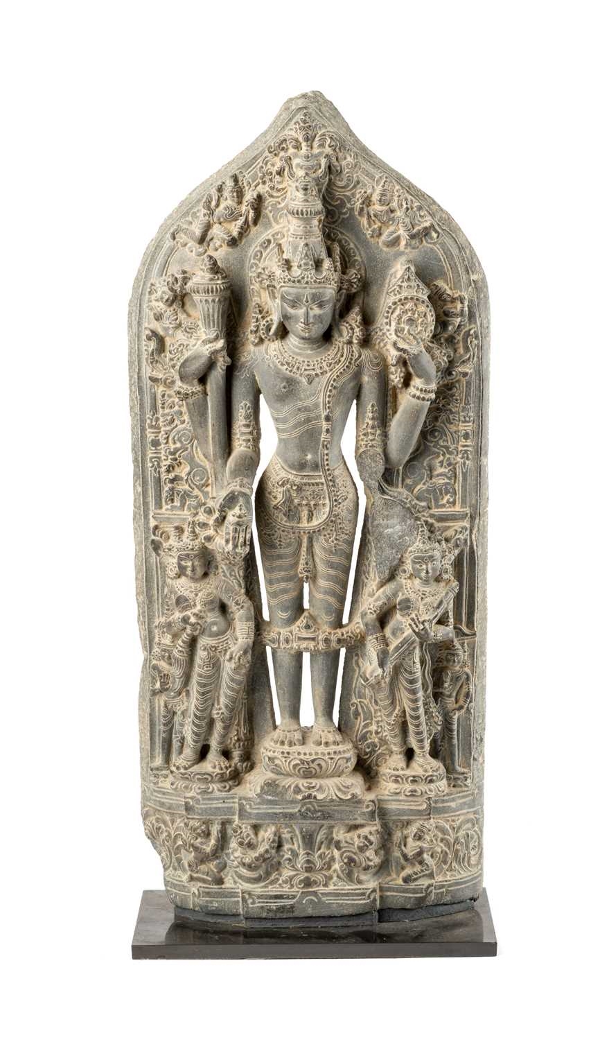 Indian School, 11th Century | A PALA BLACK STONE STELE DEPICTING VISHNU ...