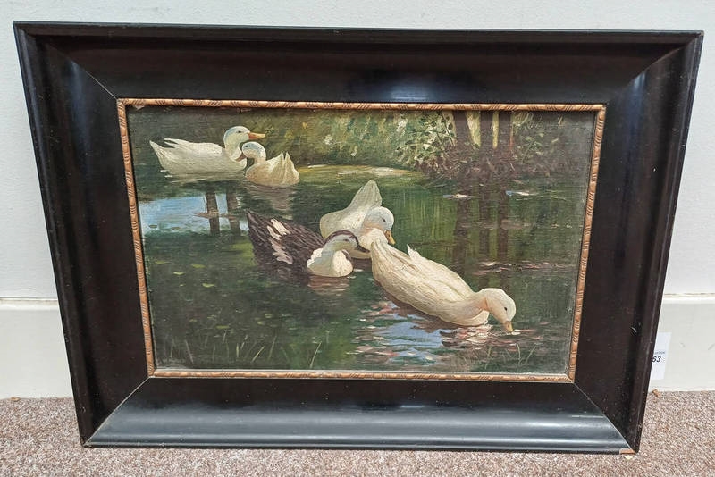 W. Miller | W miller birds in a pond signed framed oil on canvas 32 x ...