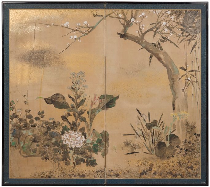 Sotatsu Tawaraya | Two-leaf folding screen | MutualArt