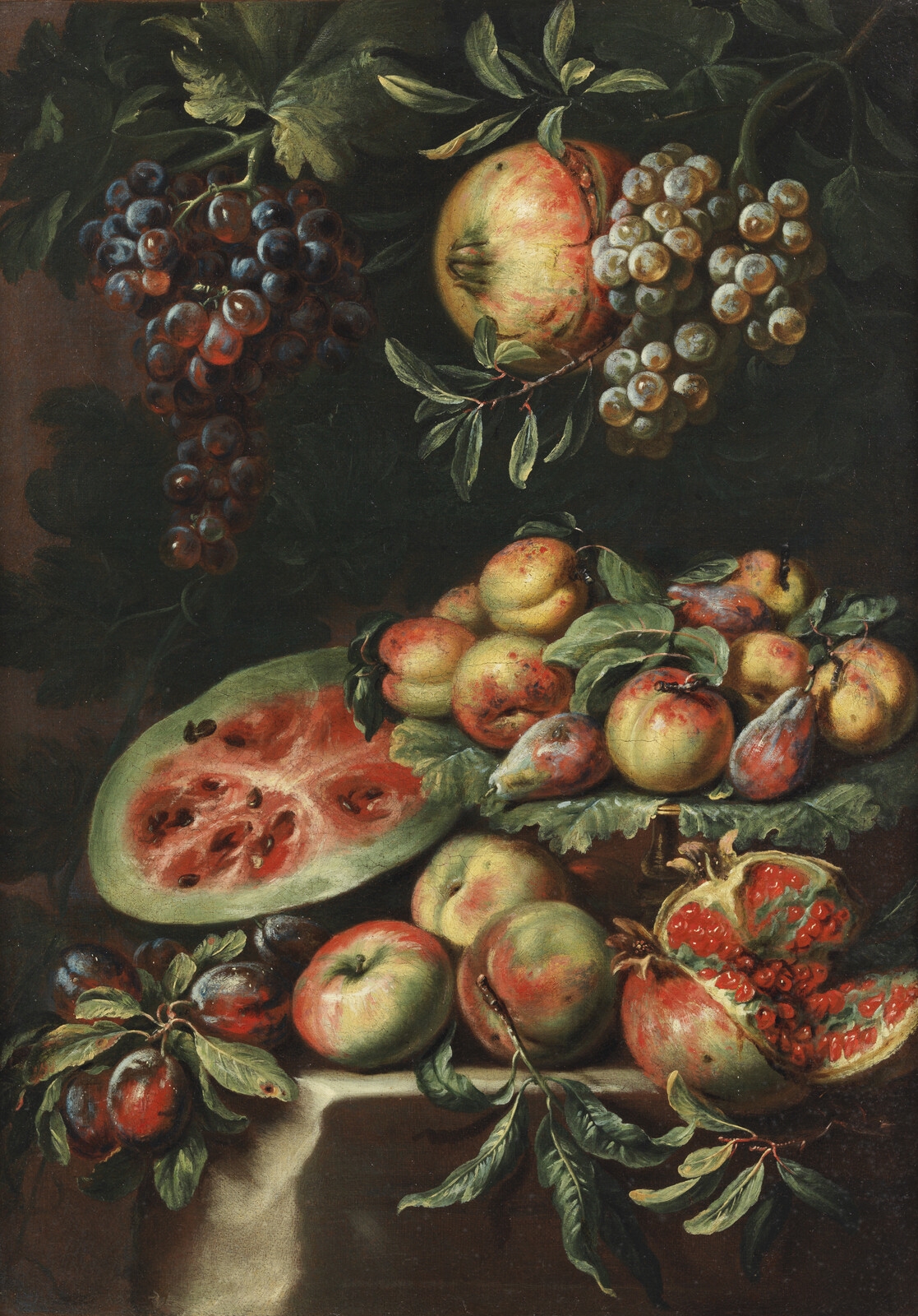 Christian Berentz | Still life of pomegranate, peaches, apples, melon ...