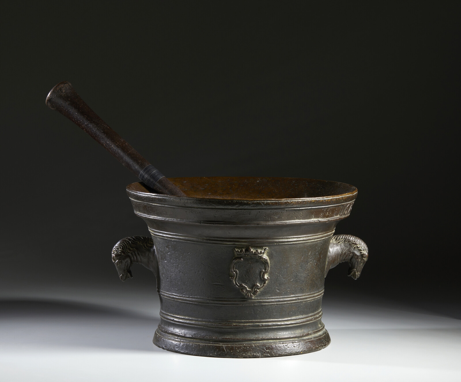 Italian School, 17th Century | A large bronze mortar with handles in ...