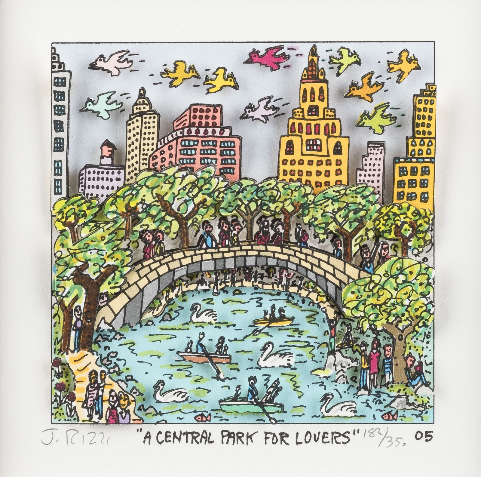 James Rizzi | A CENTRAL PARK FOR LOVERS' (2005 (1950) | MutualArt