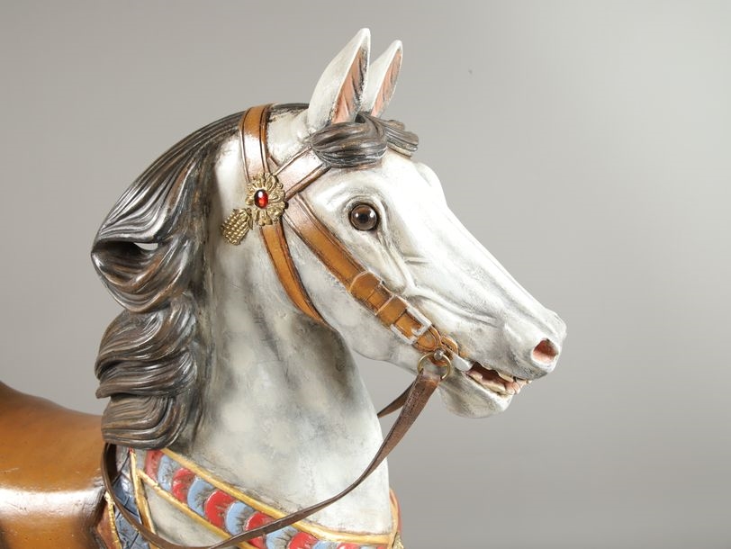 Friedrich Heyn | Prancing merry-go-round horse in polychrome lacquered ...