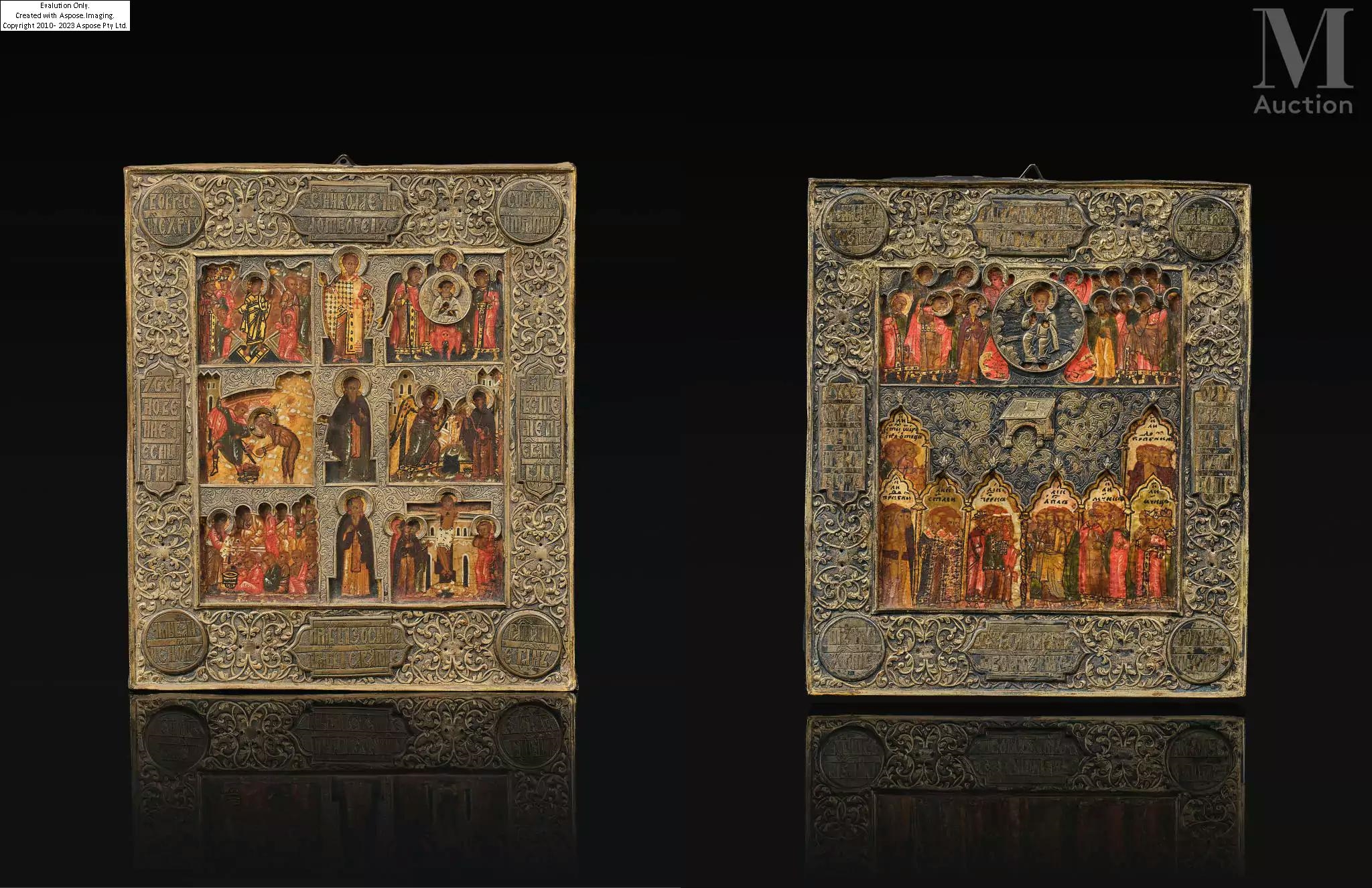 Russian School, 17th Century | RARE PAIRE D’ICÔNES AVEC OKLAD EN ...