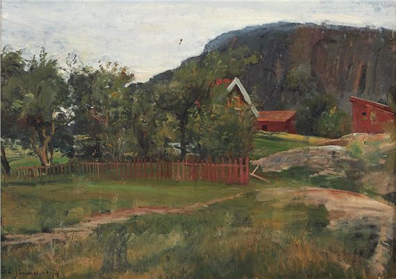 Berndt Adolf Lindholm | Green summer landscape (1874) | MutualArt