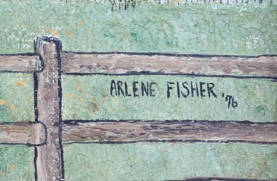 Arlene Fisher | oil on baord, rural farm scene, signed and dated 1976 ...
