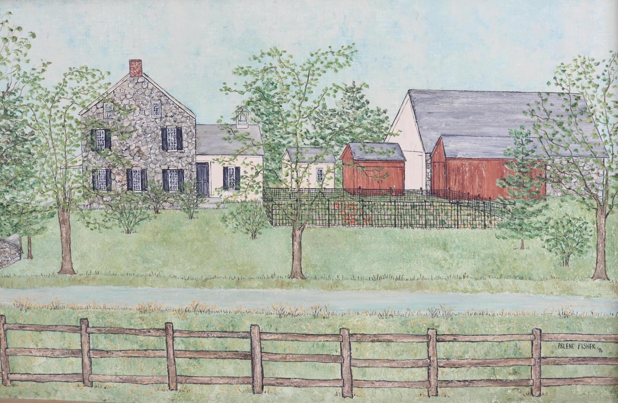 Arlene Fisher | oil on baord, rural farm scene, signed and dated 1976 ...