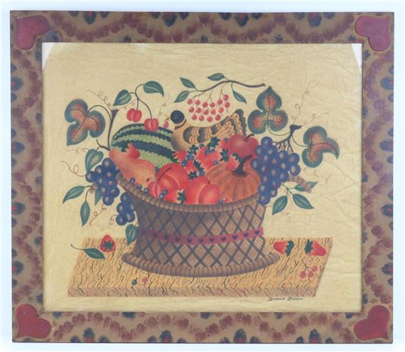 Terrence Graham | Folk art theorem painting of fruit basket | MutualArt