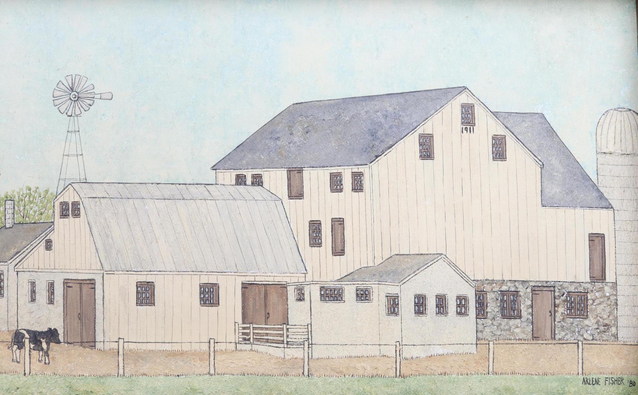 Arlene Fisher | oil on board painting, rural scene, signed and dated, O ...