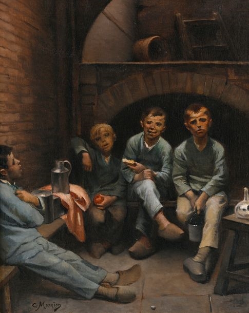 Constantin Meunier | Constantin Meunier (1831-1905) The pause Oil on ...