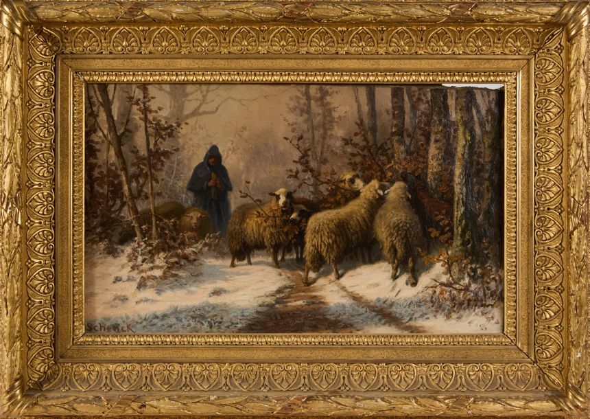 August Friedrich Albrecht Schenck | Shepherd and his sheep in the ...