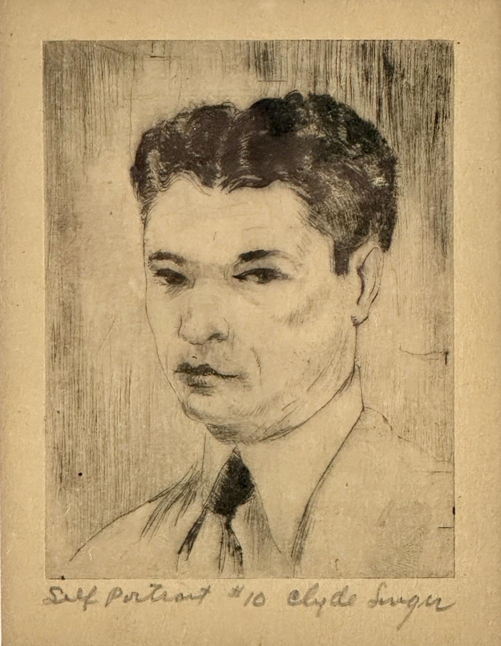 Clyde Singer | Self Portrait Etching by Clyde SInger | MutualArt