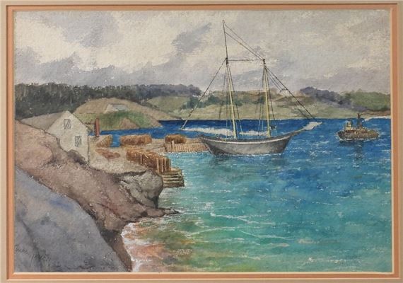 George William Whitaker | George W. Whitaker Harbor Landscape WC ...
