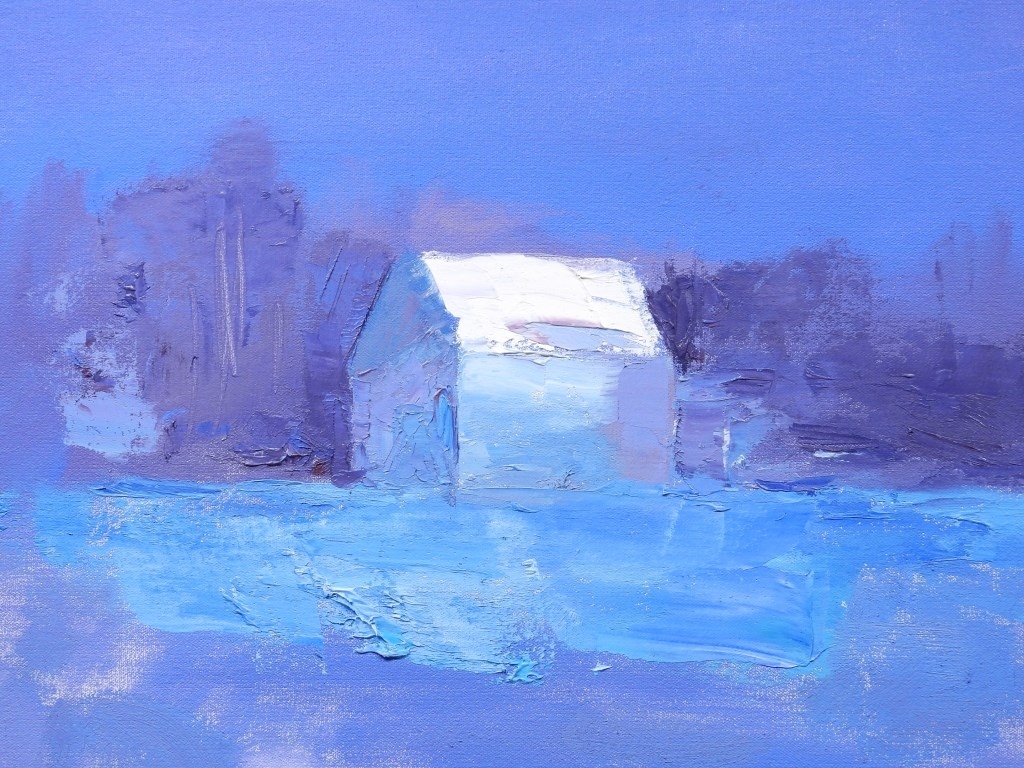 Chet Jones | Chet Jones Blue House Landscape Painting (1993) | MutualArt