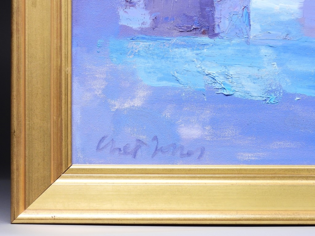 Chet Jones | Chet Jones Blue House Landscape Painting (1993) | MutualArt